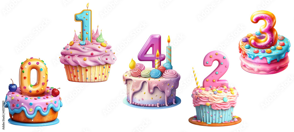 Birthday Number Clipart 02. Generative AI Stock Illustration | Adobe Stock