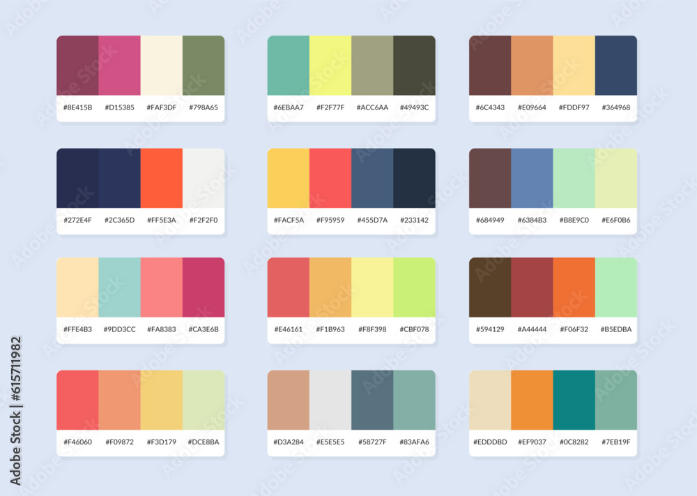 Pantone colour palette catalog samples in rgb hex. Color swatch. Stock ...