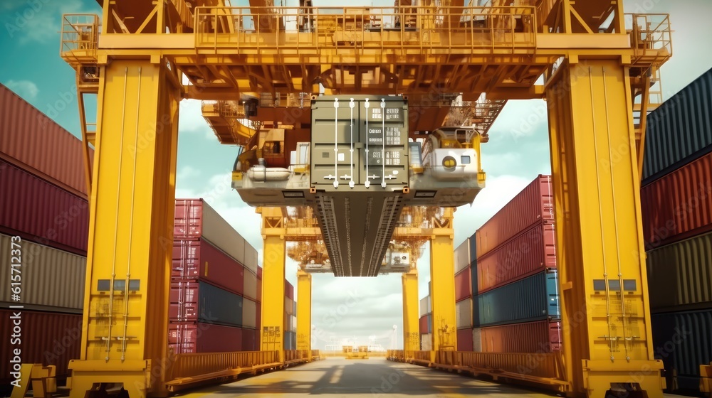 Container stacker crane lifting up stacking, Logistics, Container ...