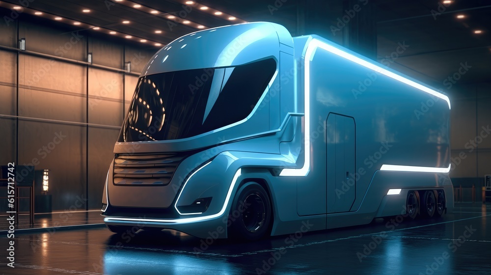 Electric autonomous truck, Futuristic Technology Concept, Autonomous ...