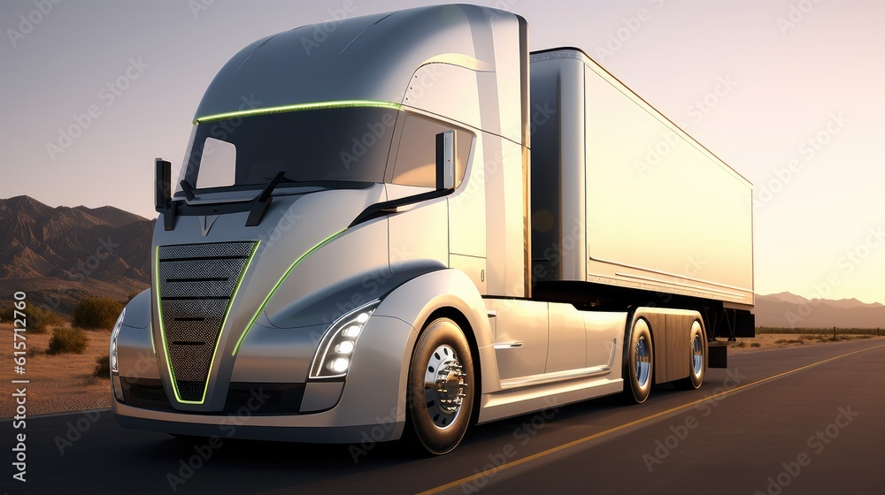 Electric autonomous truck, Futuristic Technology Concept, Autonomous ...