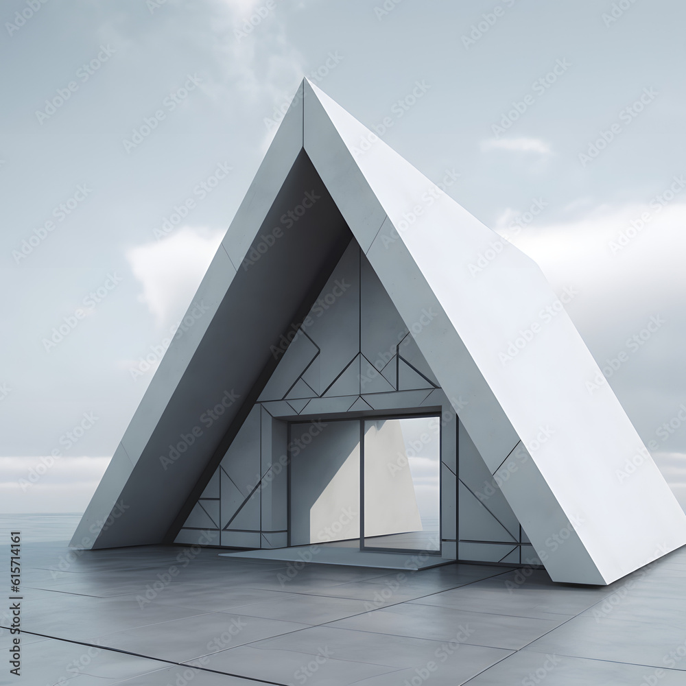 An abstract structure of triangles creates a unique architectural ...