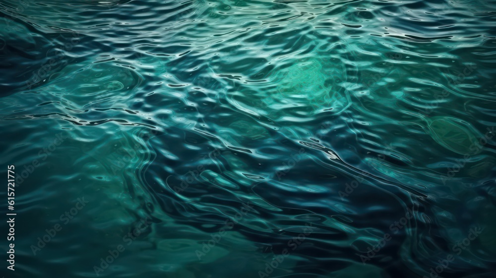 Beautiful blue green water background. Ripples on the surface of water ...