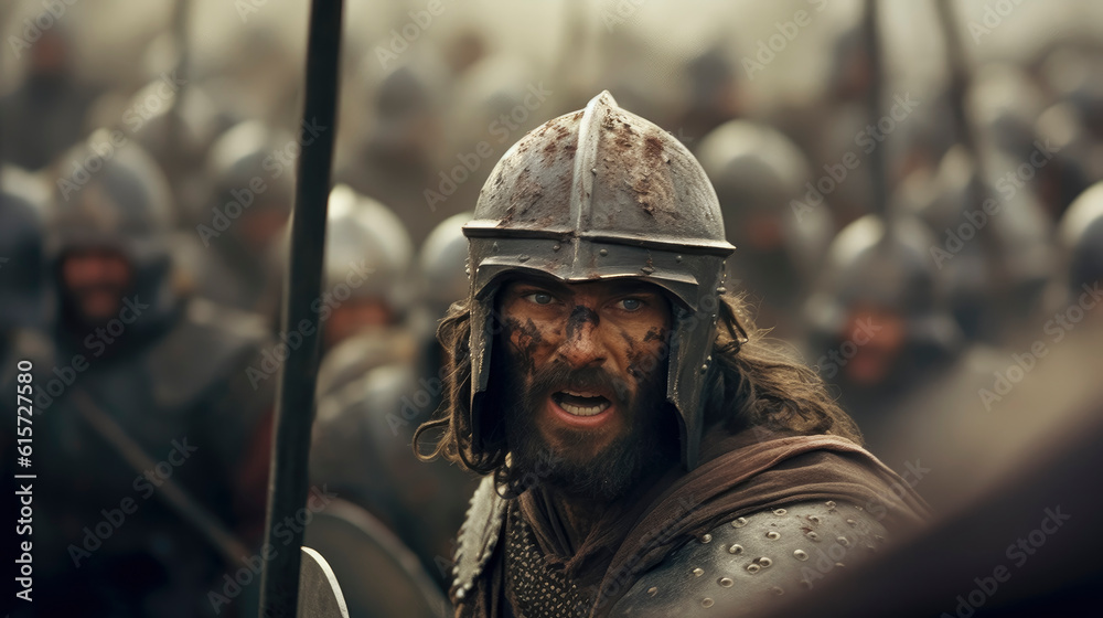 Portrait of Joshua, biblical leader and warrior of the Israelite tribes ...