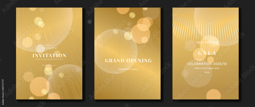 Luxury gala invitation card background vector. Golden elegant geometric ...