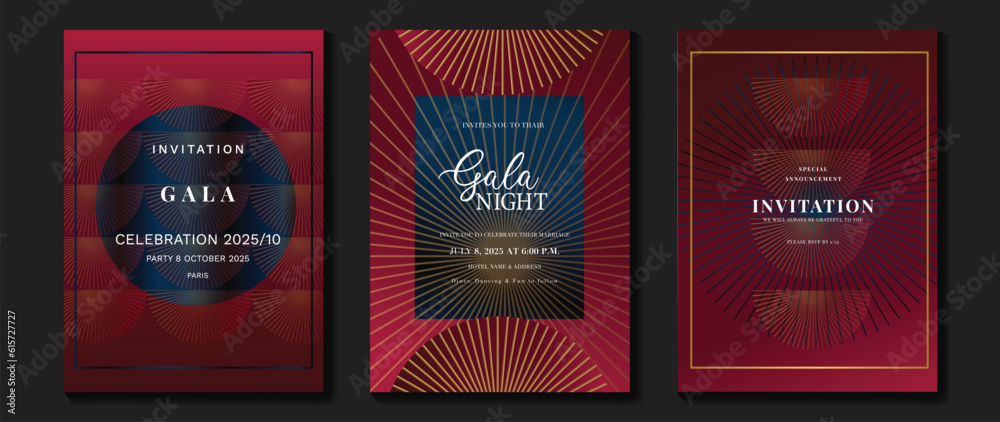 Luxury gala invitation card background vector. Golden elegant geometric ...
