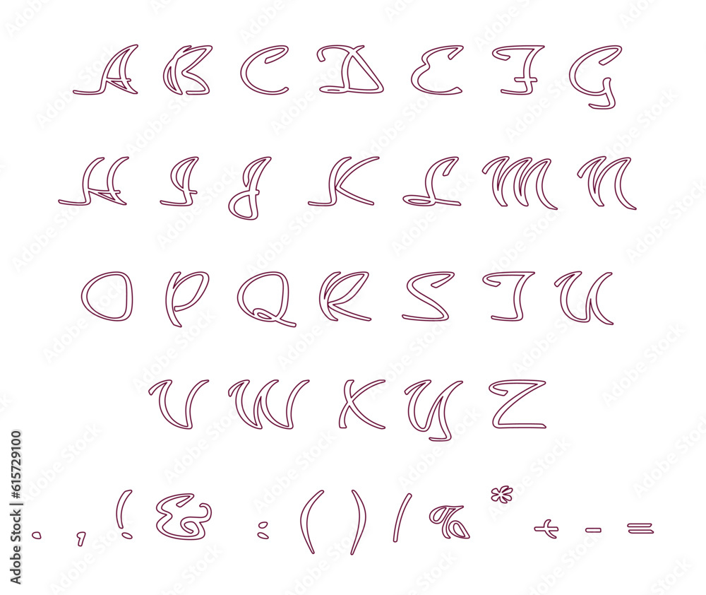 Creative cursive line style alphabet set. Vector decorative typography ...