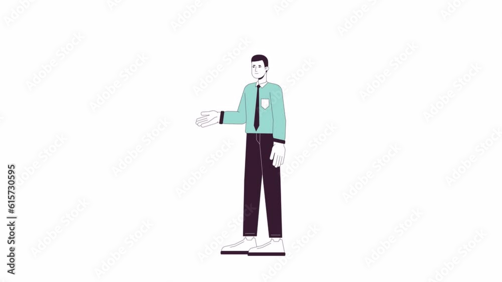 Salesperson presenting animation. Animated cartoon confident salesman ...