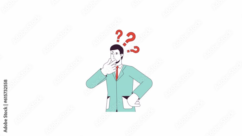 Brainstorming manager animation. Animated cartoon office worker ...