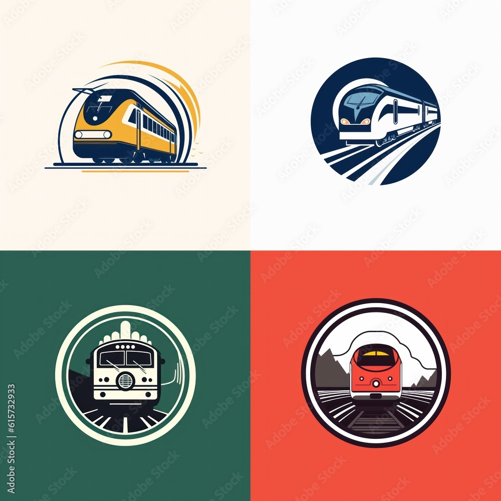 set of transport signs, modern train transportation, logo concept, ai ...