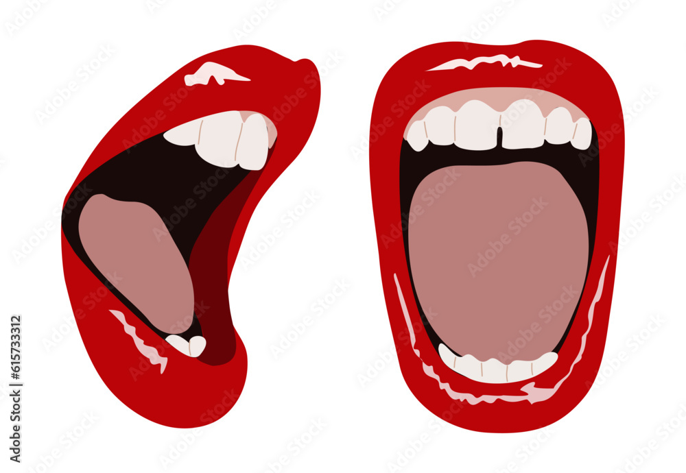 Girl mouth screaming, Wide open sexy Female Mouth with Lips, Teeth and ...