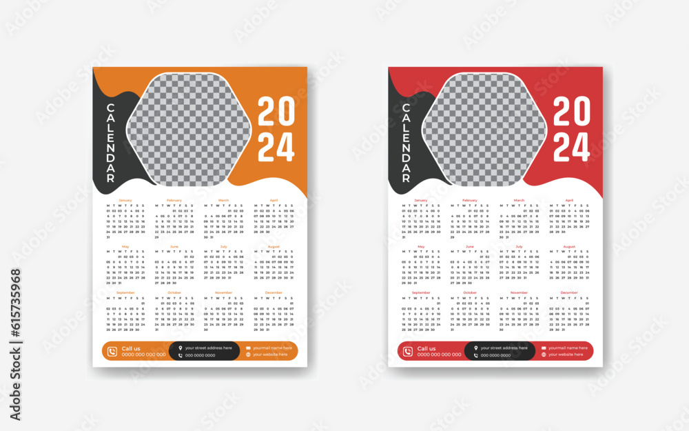 Modern Premium vector for wall calendar design 2024, monthly Creative ...