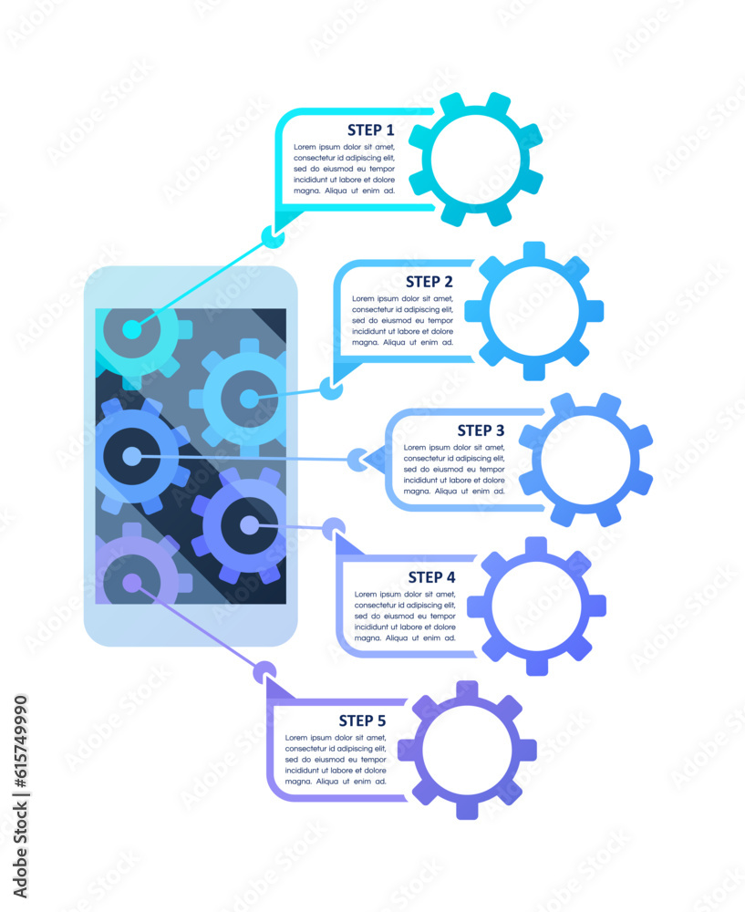 Mobile app infographic chart design template. Abstract infochart with ...