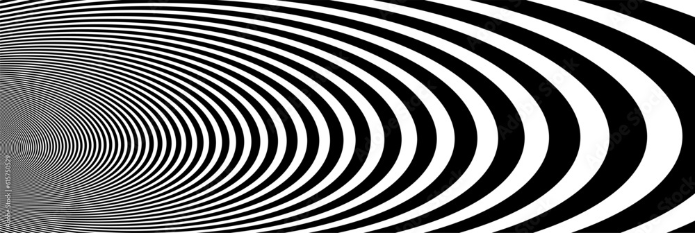 Op art distorted perspective black and white lines in 3D motion ...