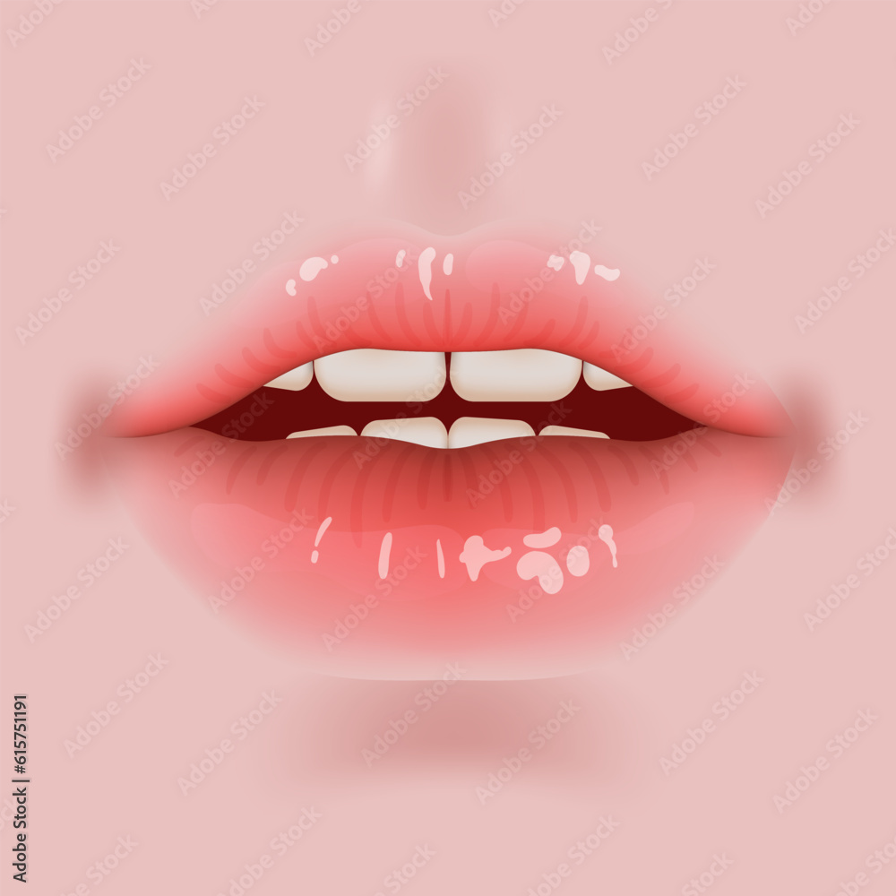 Beautiful vector illustration of realistic lips in vibrant colors ...