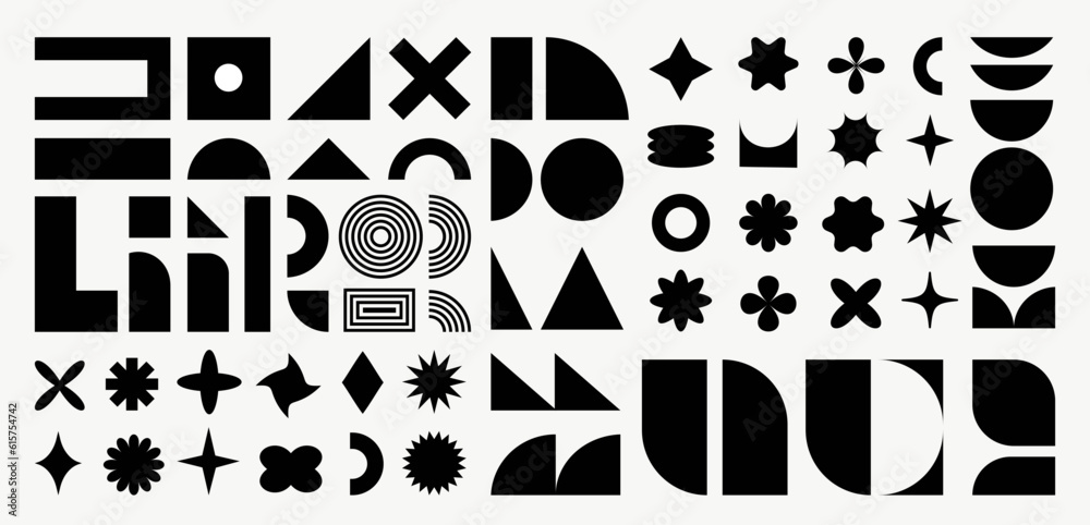 Brutalist abstract shapes, minimalist geometric elements, abstract ...