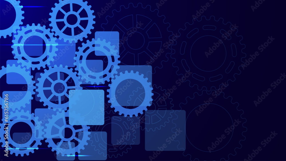 Abstract mechanism with gear wheel. Digital engineering and technology ...