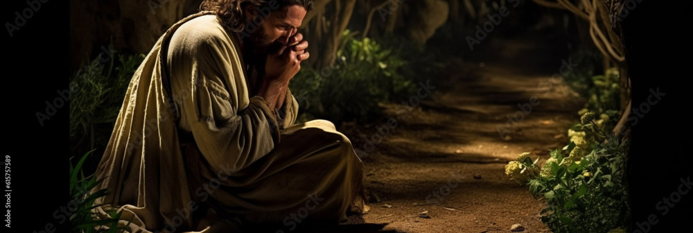 Jesus Christ prays, prayer in the Garden of Gethsemane. The Passion of ...