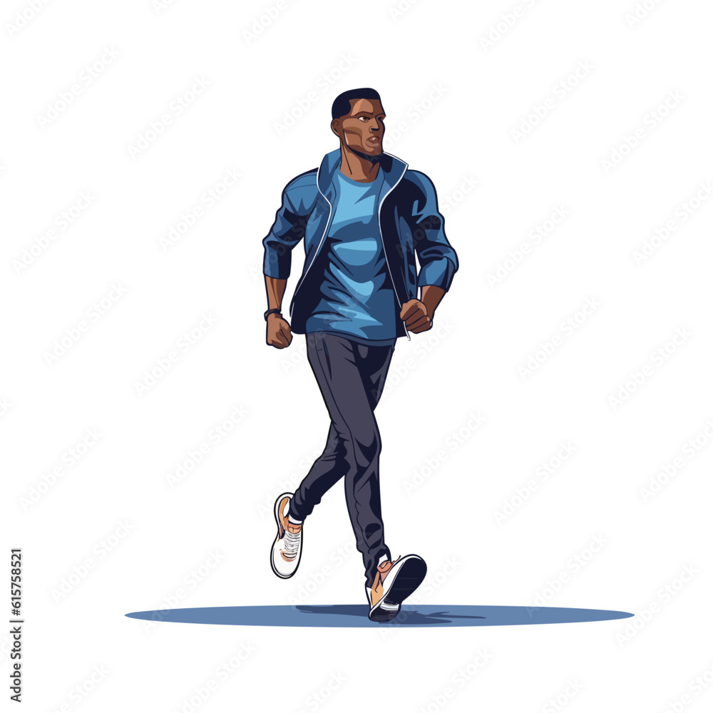 Playful cartoon Race walker at road sticker Illustrations in minimalist ...