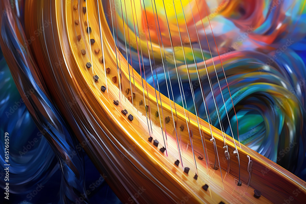 Irish Harp Melody: An abstract depiction of an Irish harp surrounded by ...