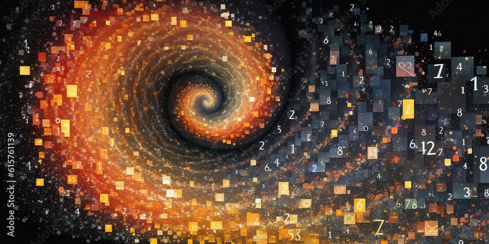 Tornado made of numbers as an idea for scientific computing, concept of ...