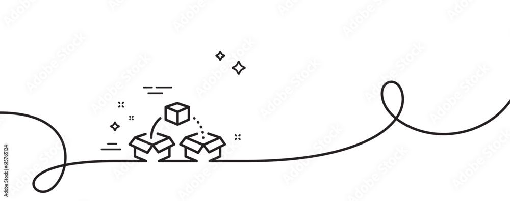 Parcel shipping line icon. Continuous one line with curl. Delivery box ...