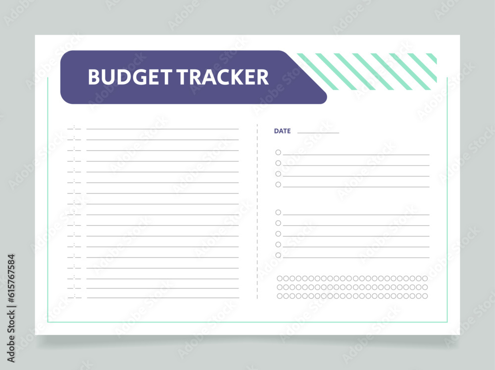 Daily budget tracker worksheet design template. Printable goal setting ...