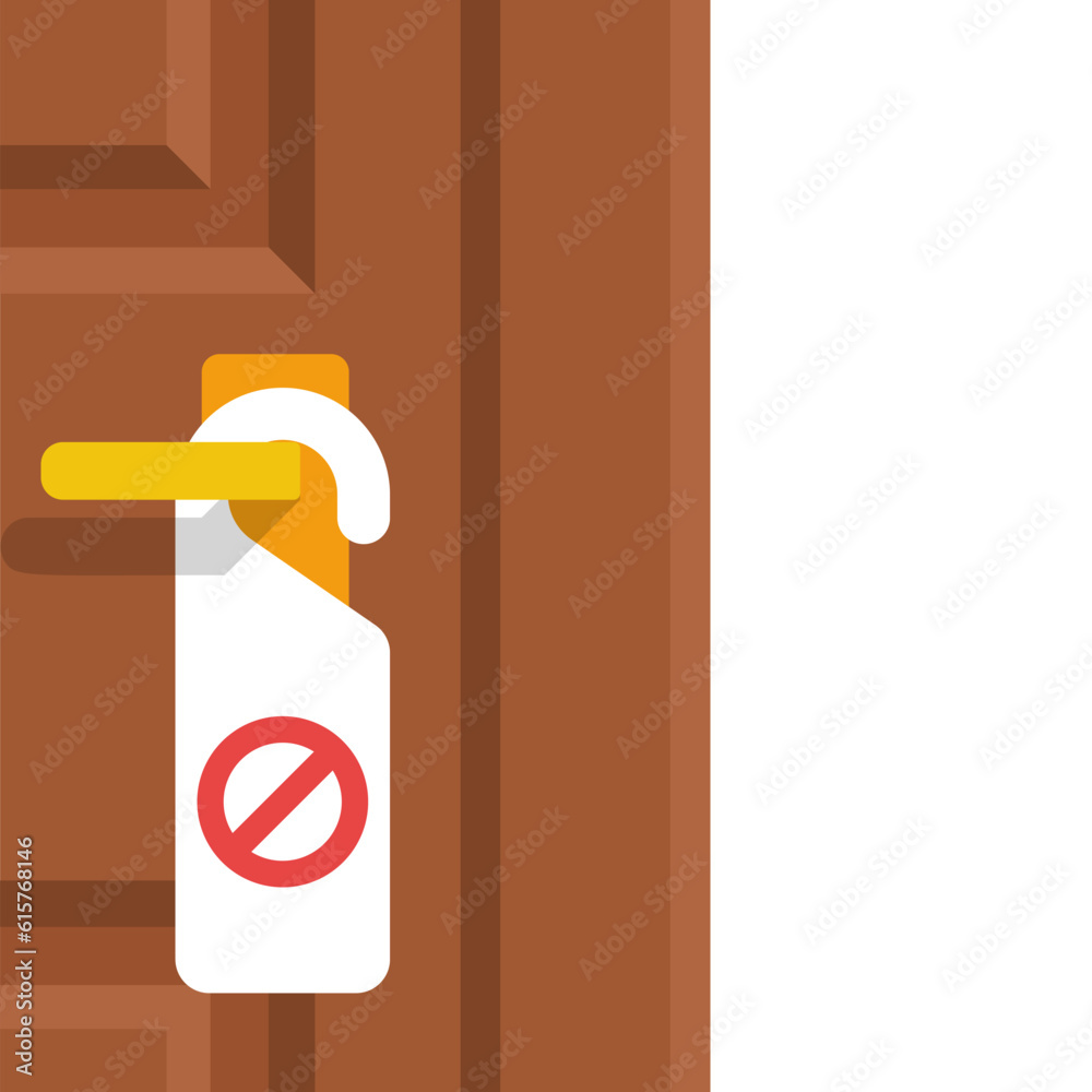 Do not open doors. Red prohibiting sign. Vector illustration flat ...