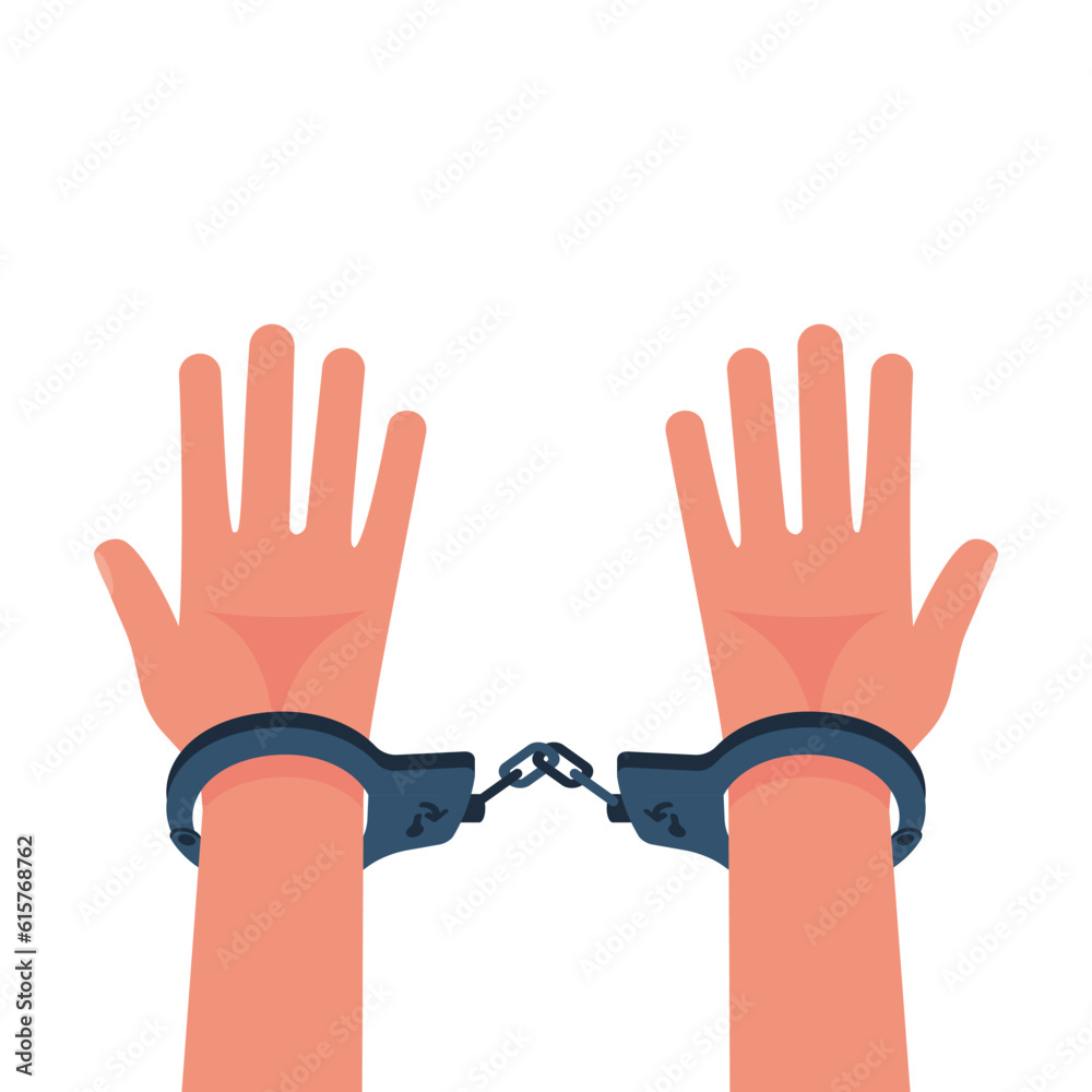 Hands in handcuffs. Human in jail. Prisoner concept. Vector ...