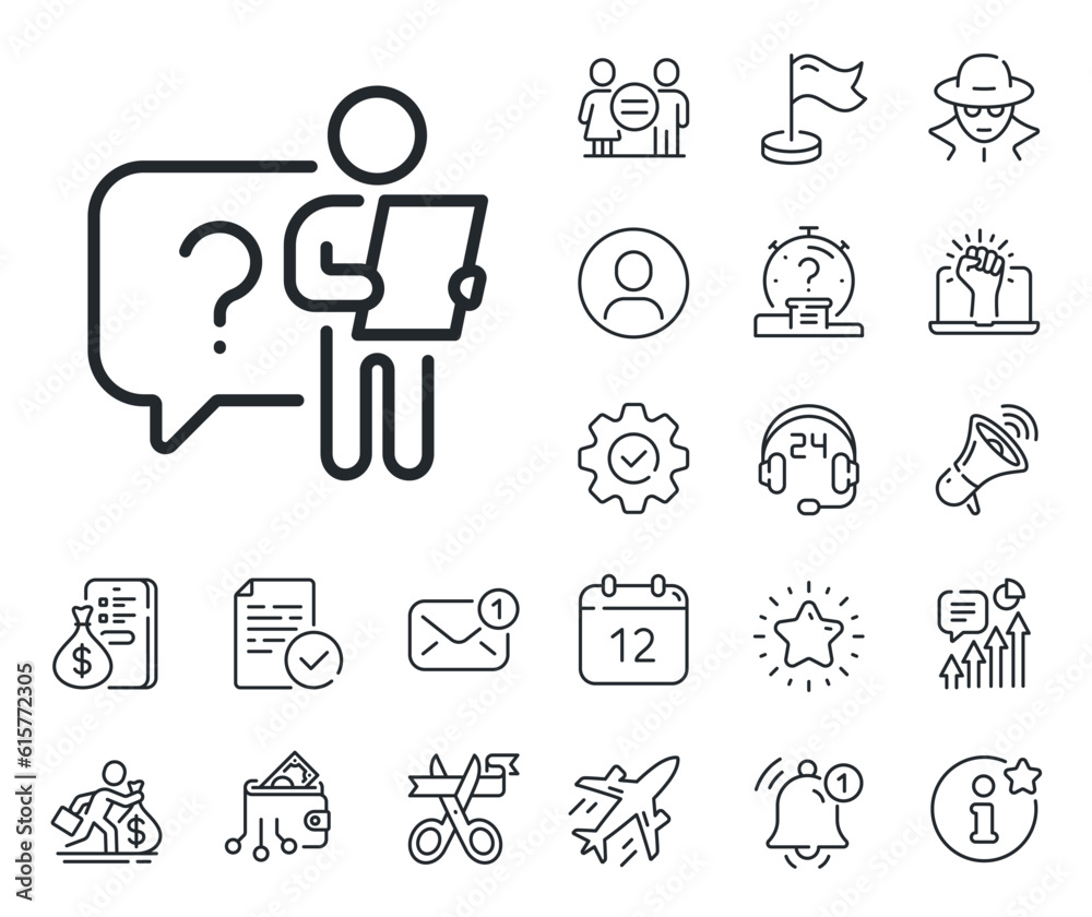 Interview candidate sign. Salaryman, gender equality and alert bell ...