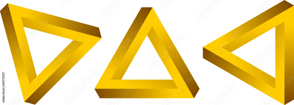 3d gold infinite triangles set vector isolated. Outline geometric ...