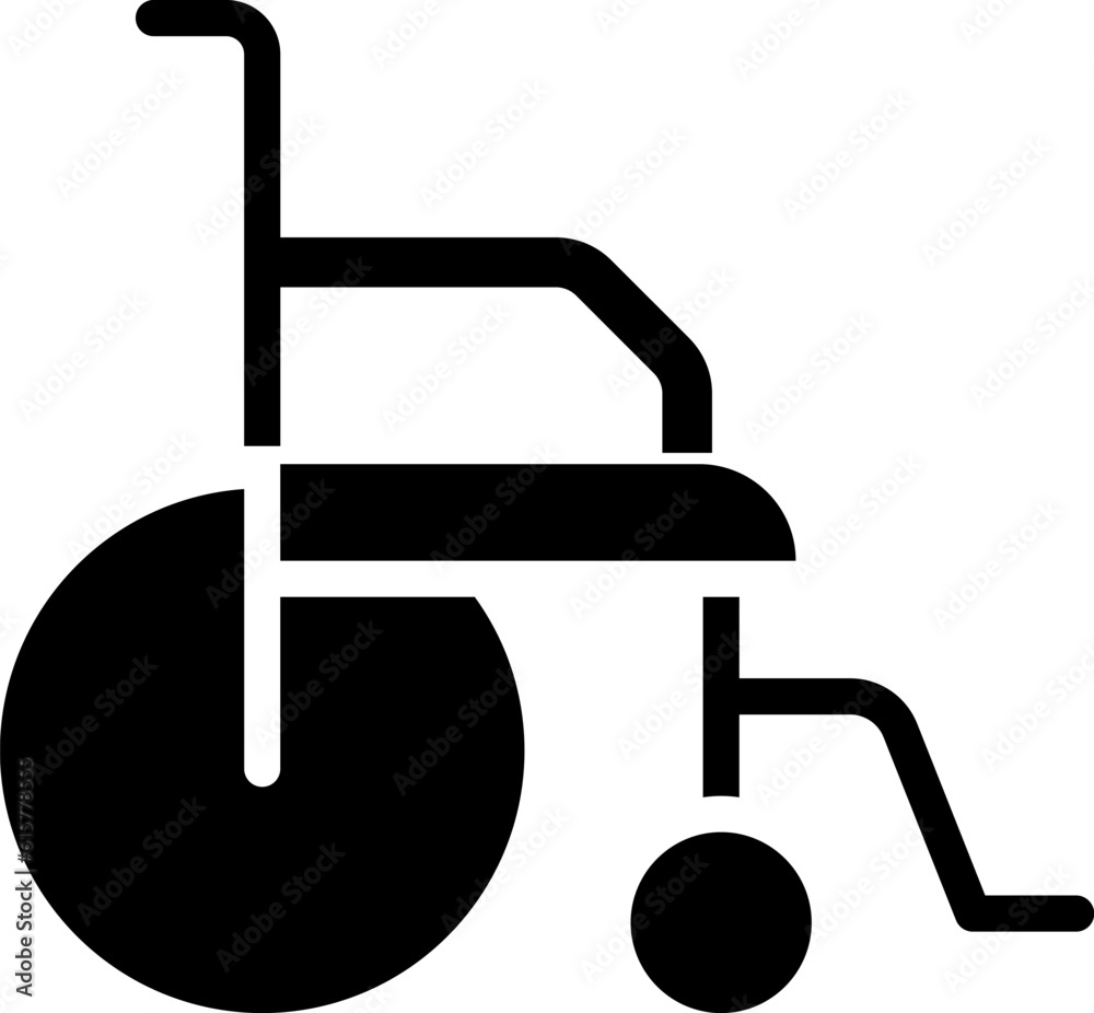Wheelchair black glyph icon. Medical transportation device. Injury ...