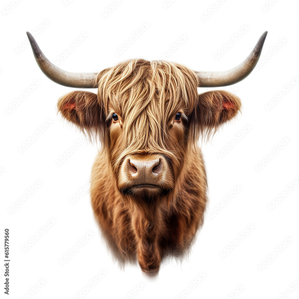 highland cattle face shot , isolated on transparent background cutout ...
