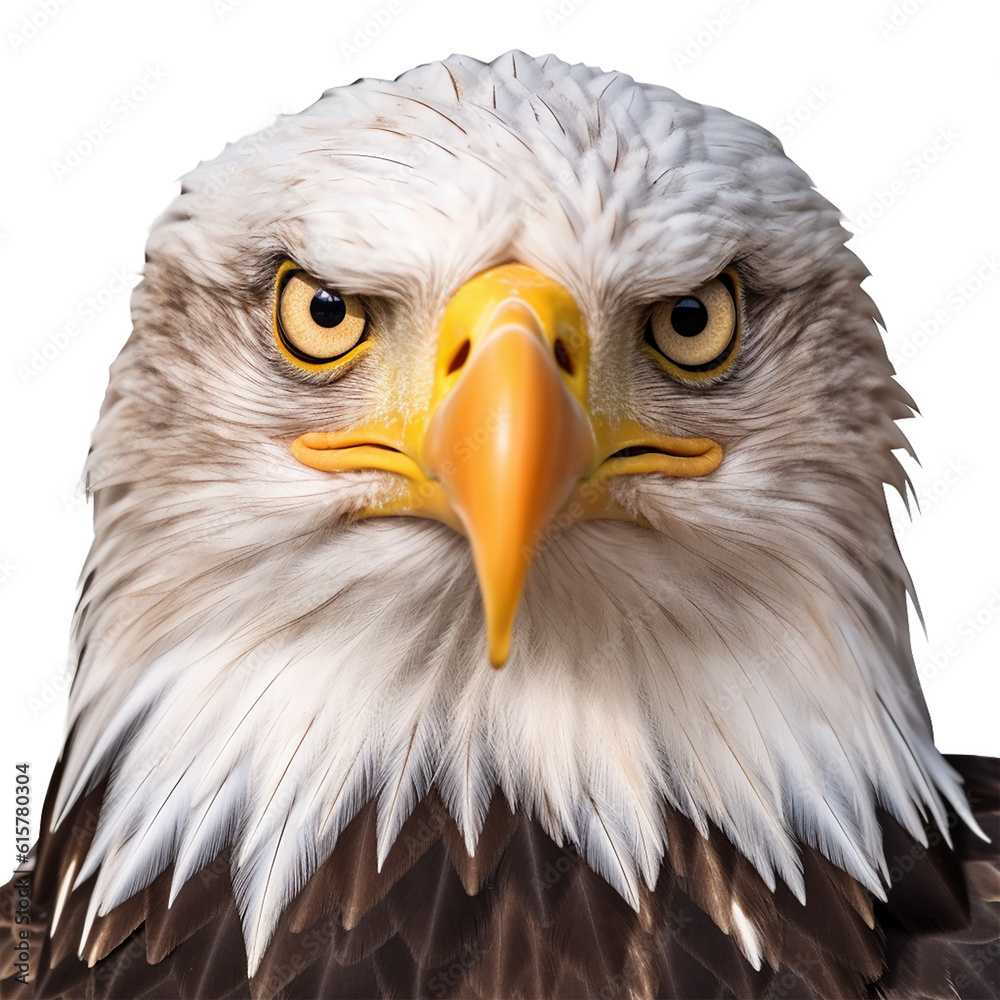 bald eagle face shot isolated on transparent background cutout Stock ...