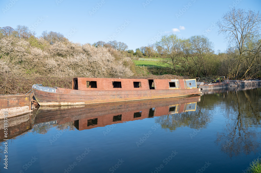 Rusty Canal Barge Narrow boat Awaiting Restoration on the Grand Union ...