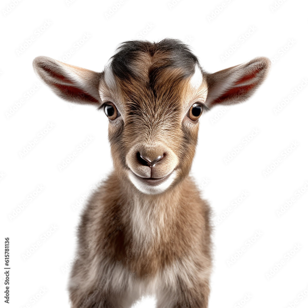 baby goat face shot , isolated on transparent background cutout ...