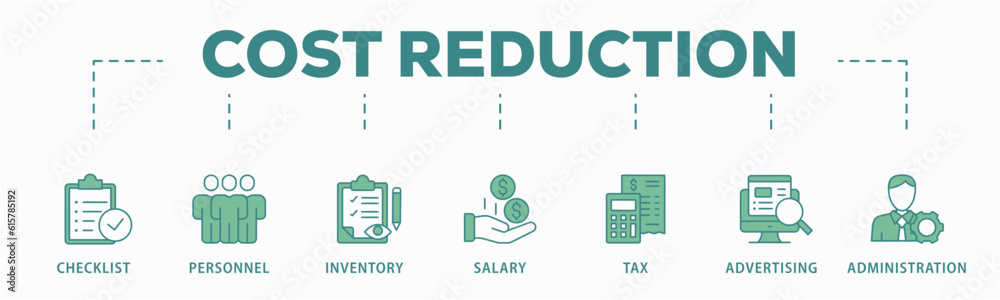 Cost reduction banner web icon vector illustration concept with icon of ...