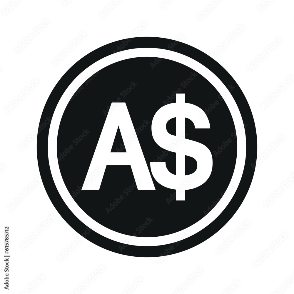 Australian dollar coin symbol. flat black and white currency icon ...
