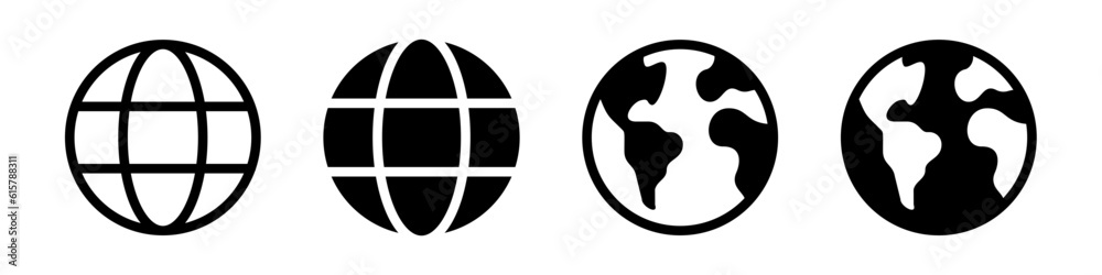 World icons set. World planet earth icon collection. Globes with world ...