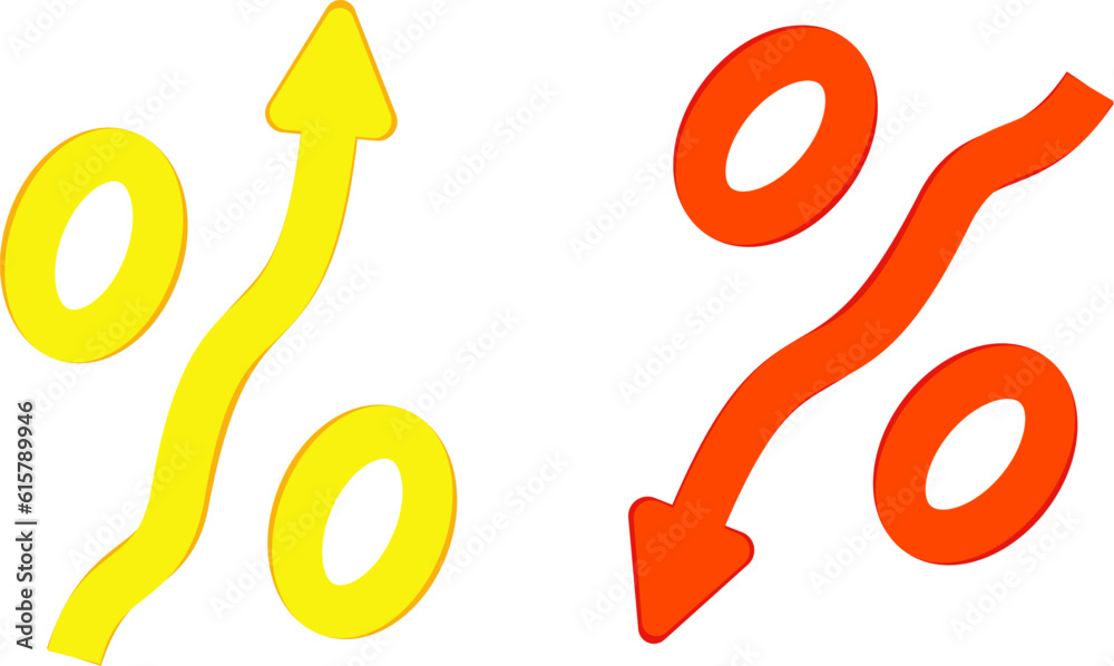 Percent with up and down arrow template. Percentage growth reduction ...