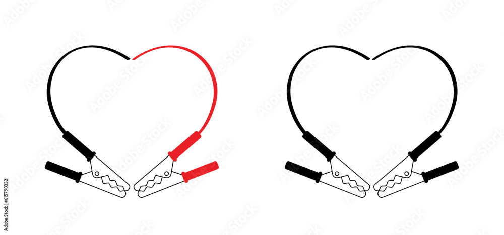 Cartoon jumper cable or jumper lead for car. Booster cable. Plus and ...