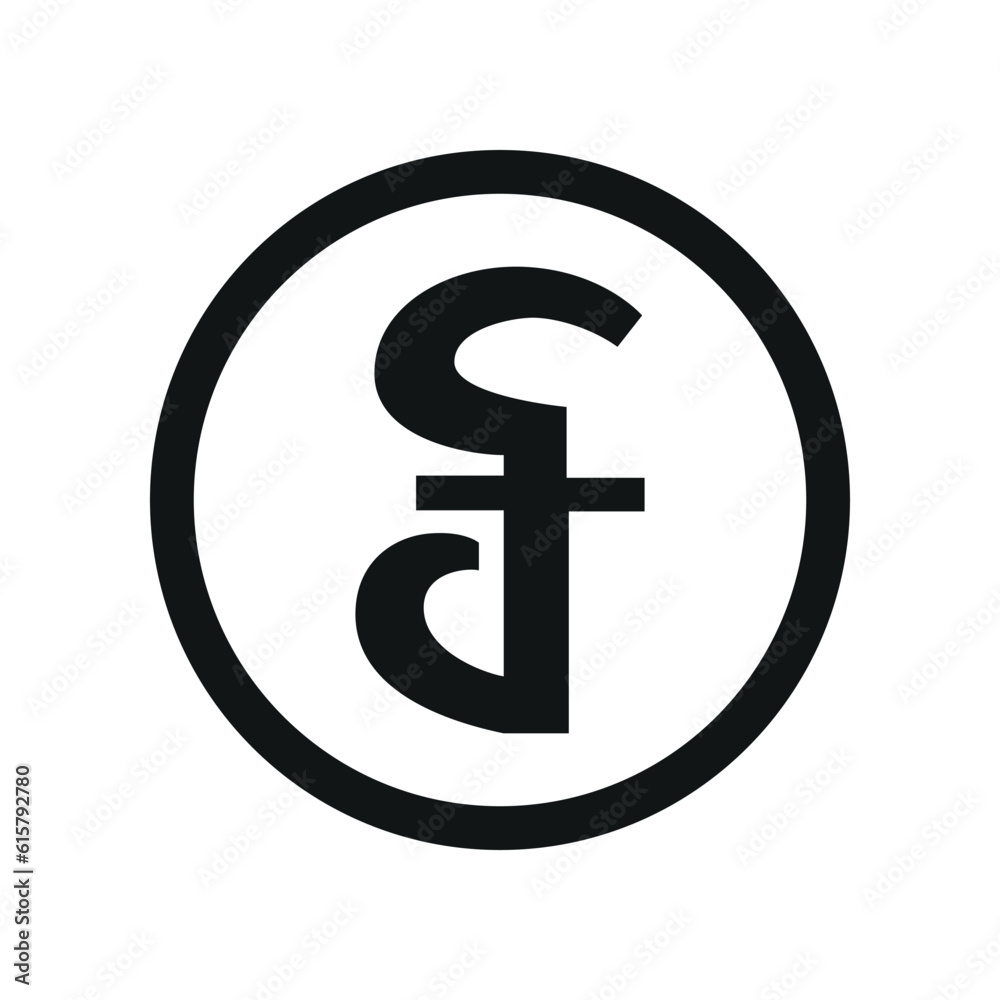 Cambodian riel coin symbol. black and white Flat currency icon ...