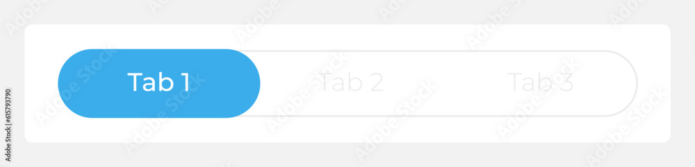 Active first tab in menu UI element template. Editable isolated vector dashboard component. Flat ...