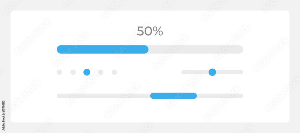 Progress bar and slider UI element template. Editable isolated vector dashboard component. Flat ...