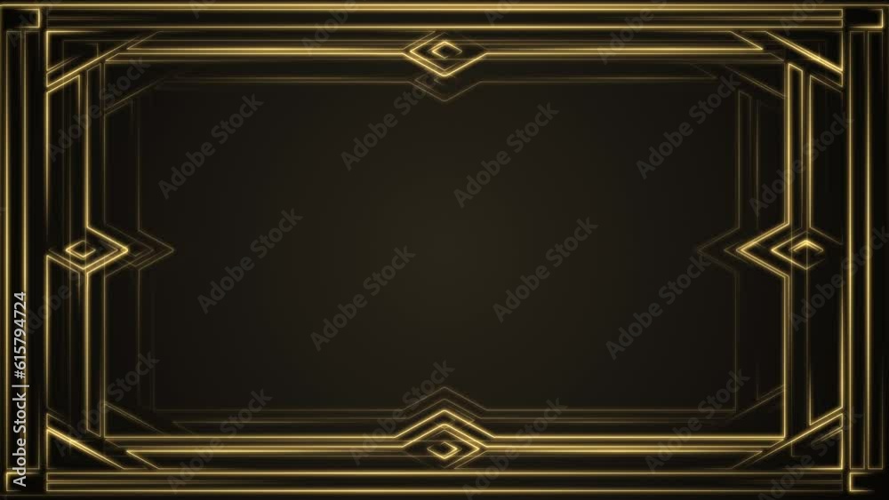 Elegant vintage golden Art Deco frame background animation. This gold ...