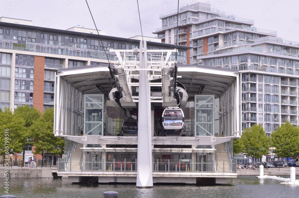 London cable car, cable car lines centered, travel destination for the ...