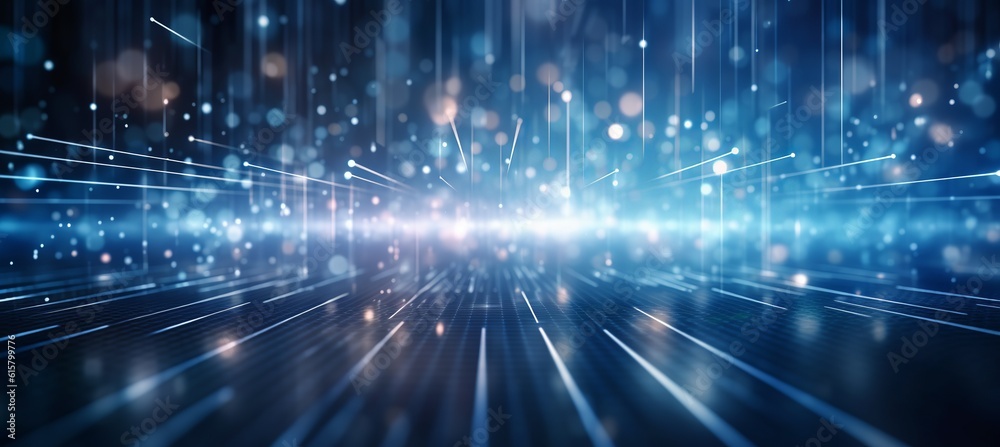 Blue spark energy burst technology background. Generative AI technology ...