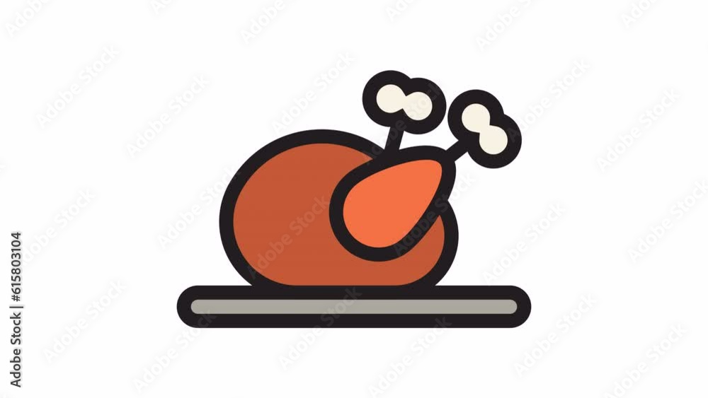Roasted Chicken, Food and Drink animated icon on transparent background ...