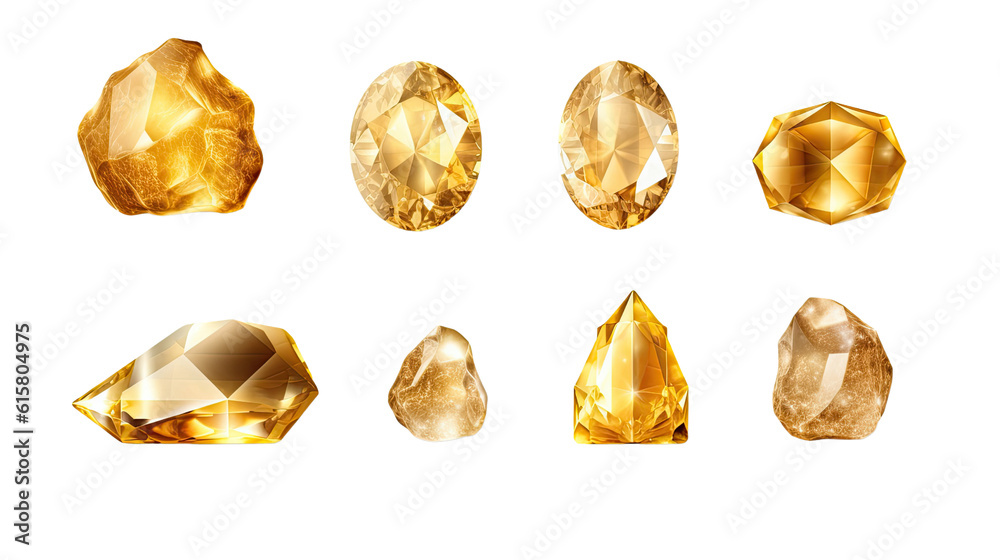 Set of golden diamond, transparent background png Stock Photo | Adobe Stock
