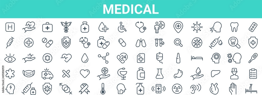 Medicine health icons on transparent background. Medicine and health ...